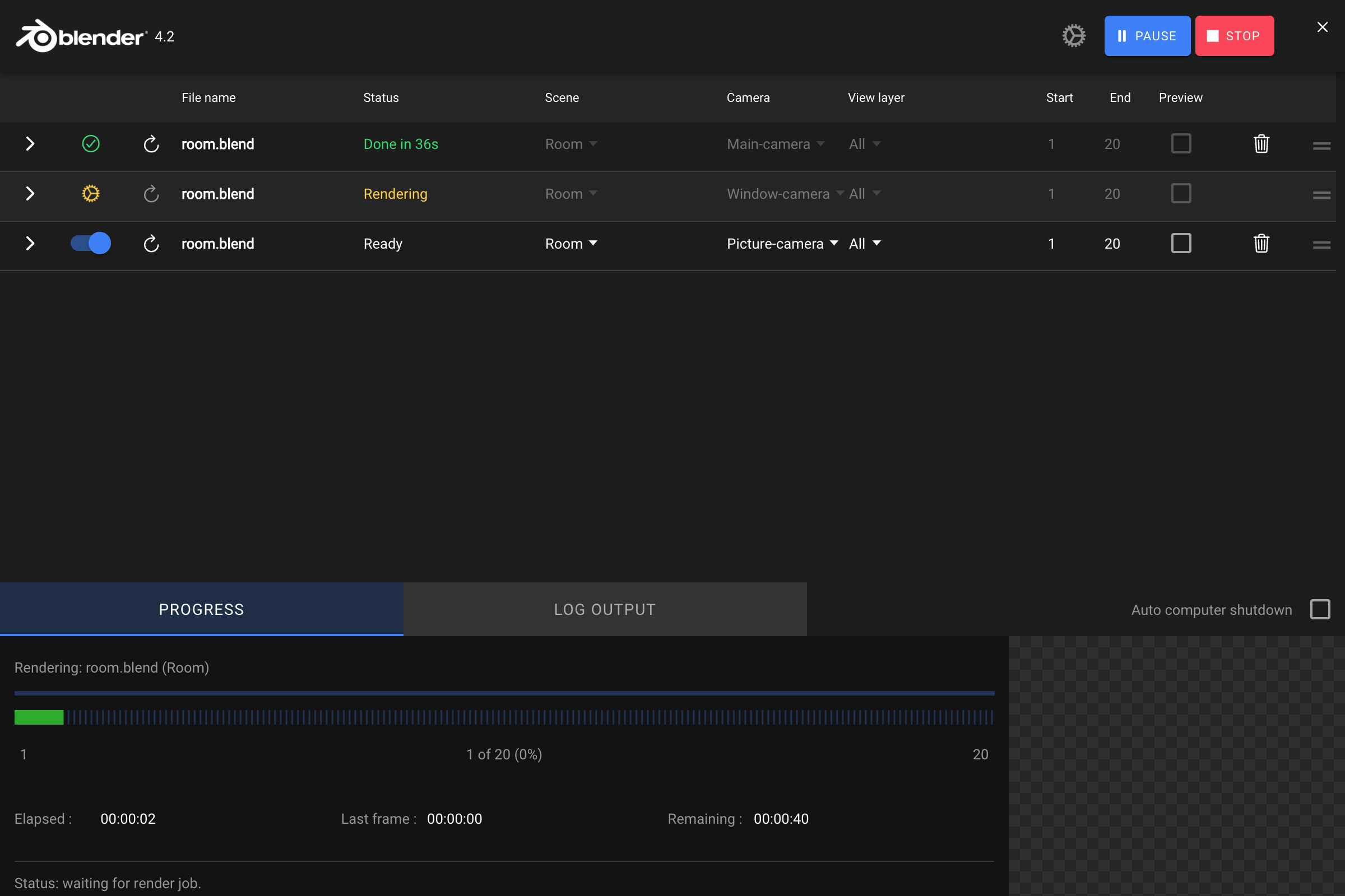 Monitoring the Rendering Progress - Blender Render Queue Manual